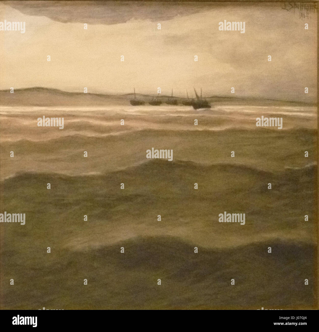 Léon Spilliaert's 1904 painting 'Gestrande schuiten' depicts a group of ...