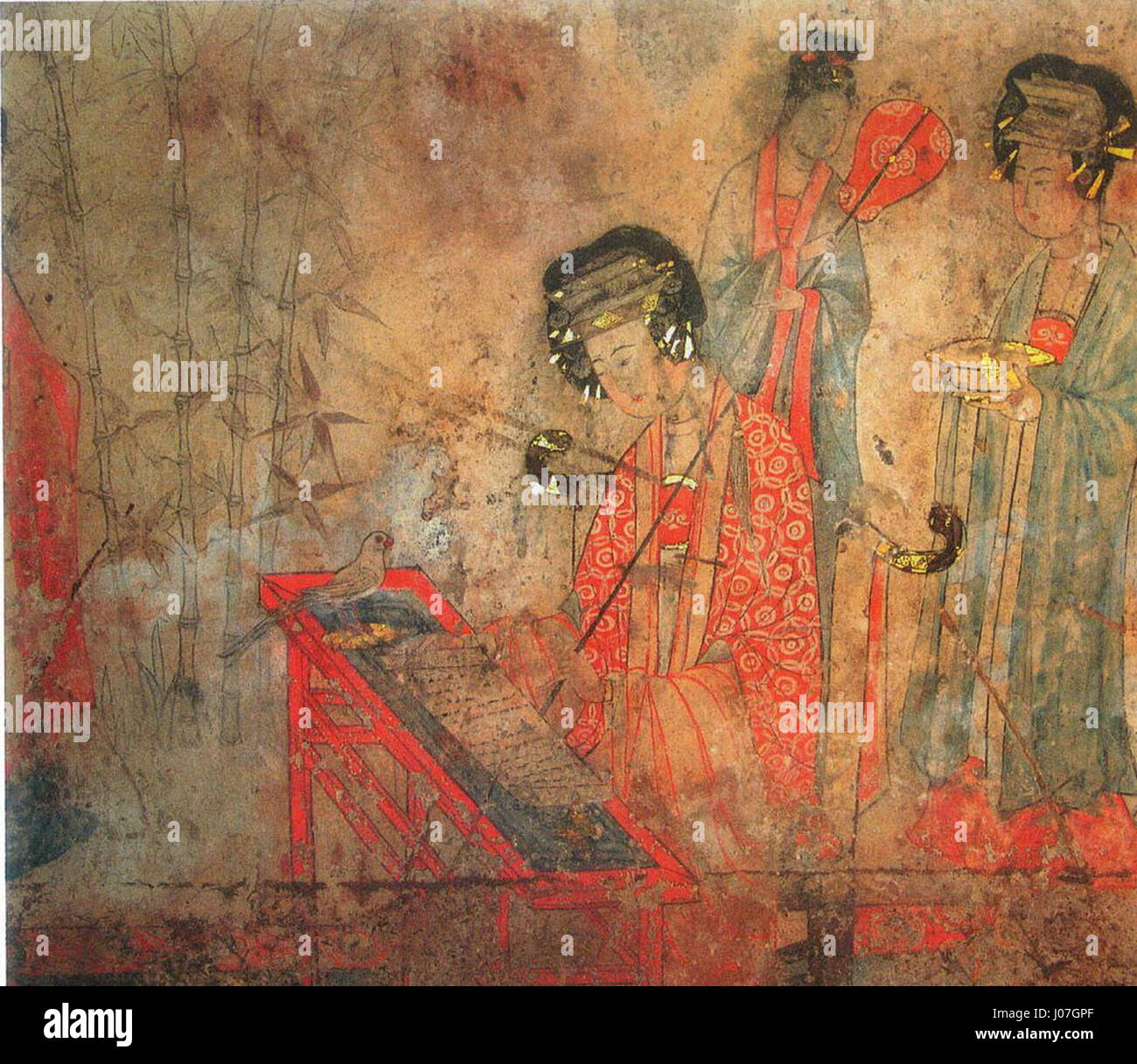 The Pao-Shan Tomb wall painting from the Liao Dynasty depicts scenes of ...