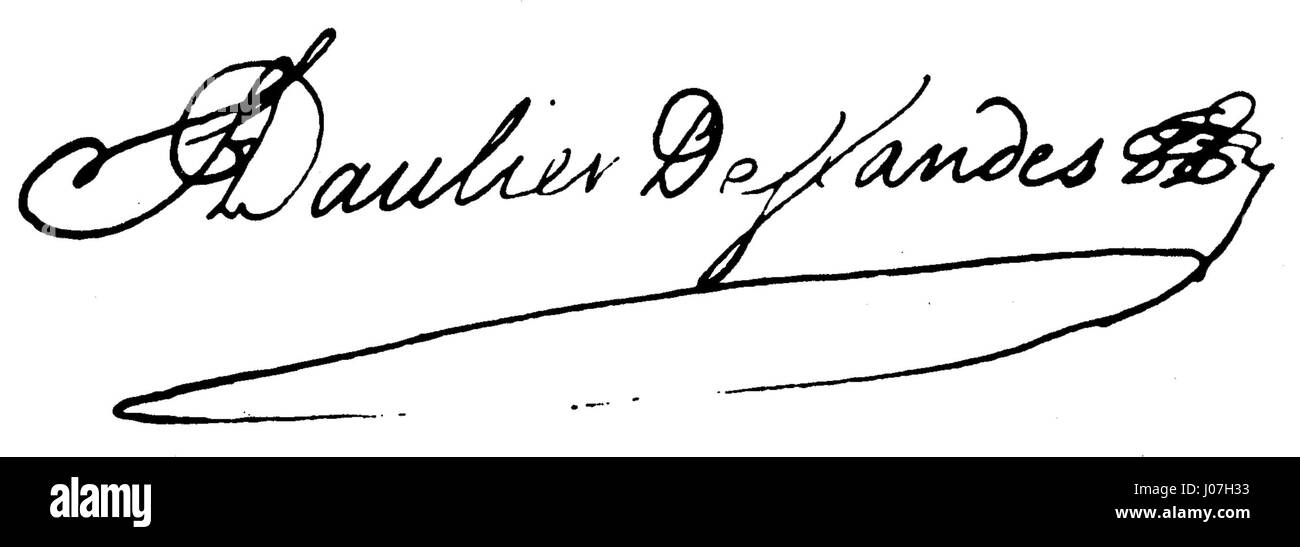 The signature of André Daulier Deslandes is a notable mark of a French ...