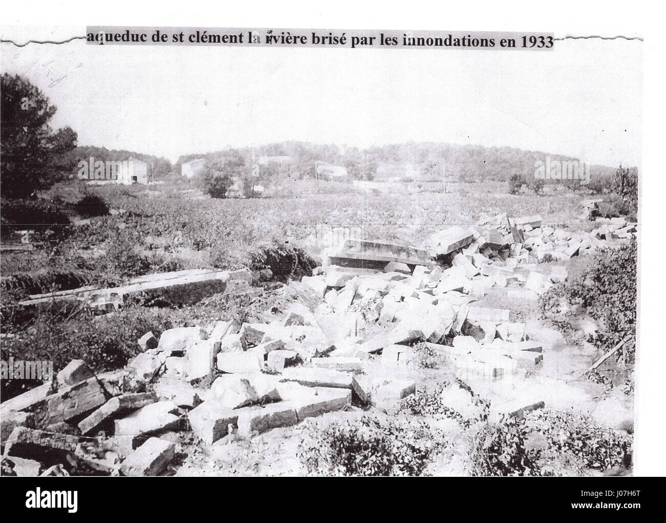 This photograph shows the damage to the aqueduct of Saint Clément after ...