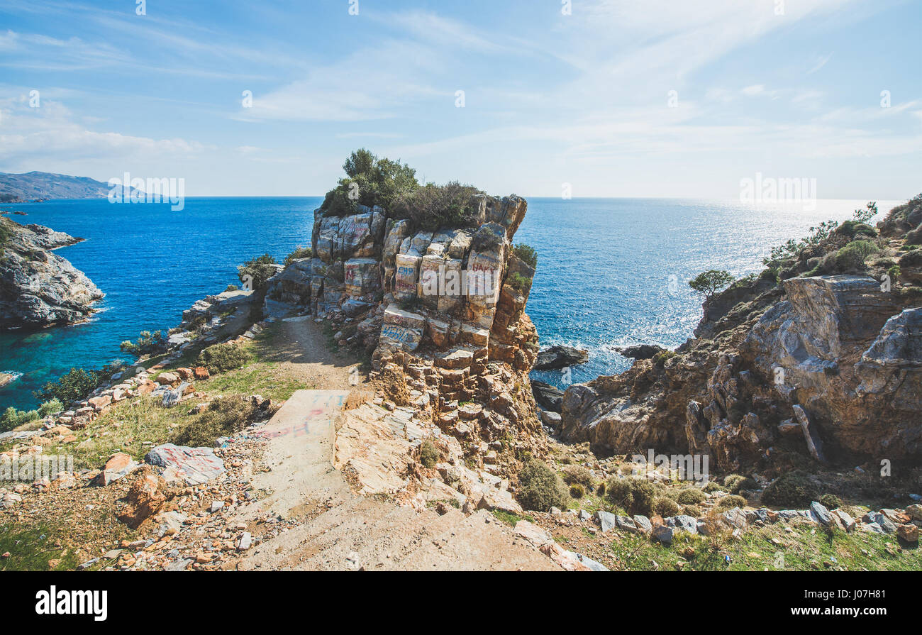 Scenic view over sea water and rocks at Mediterranean coast Stock Photo ...