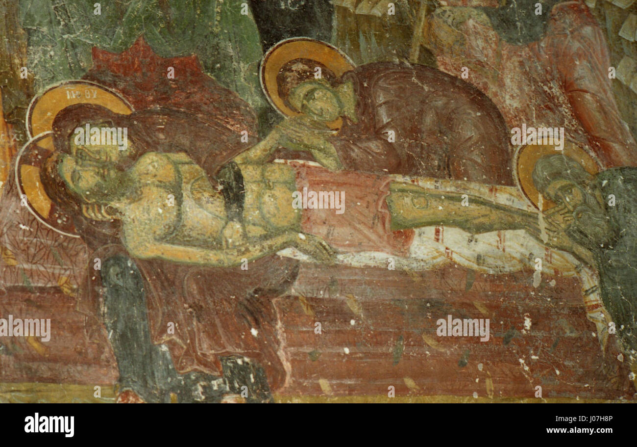 The frescoes from St. Nicholas of Varos depict religious scenes ...