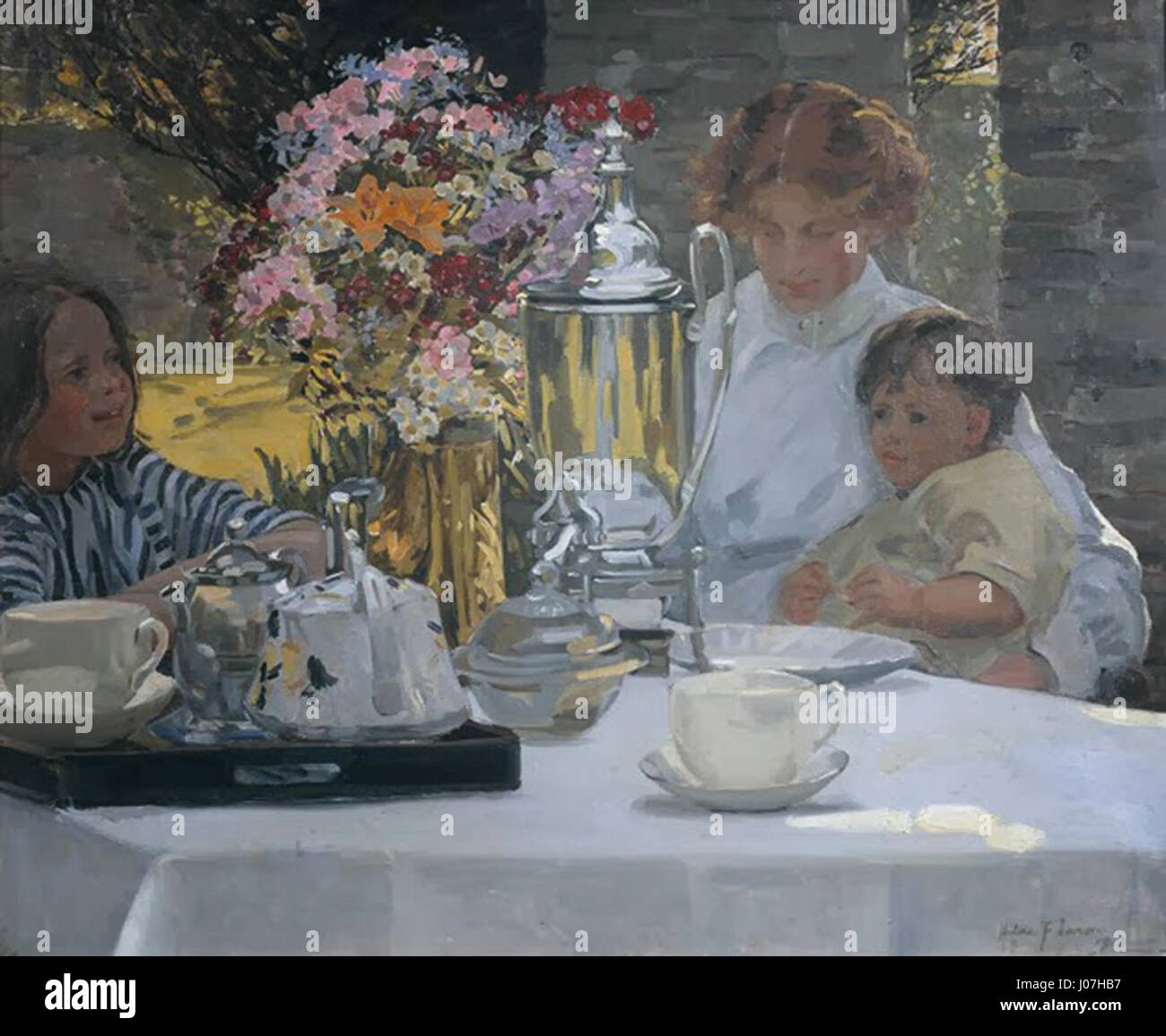 Hilda Fearon’s painting 'La fiesta del té' depicts a scene centered ...