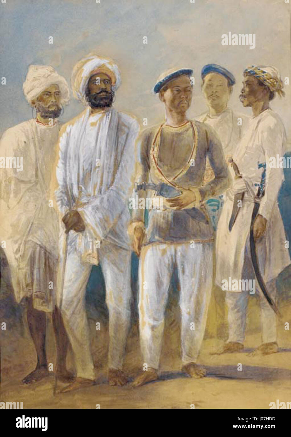 This photograph depicts five Sikh soldiers alongside Gurkhas ...