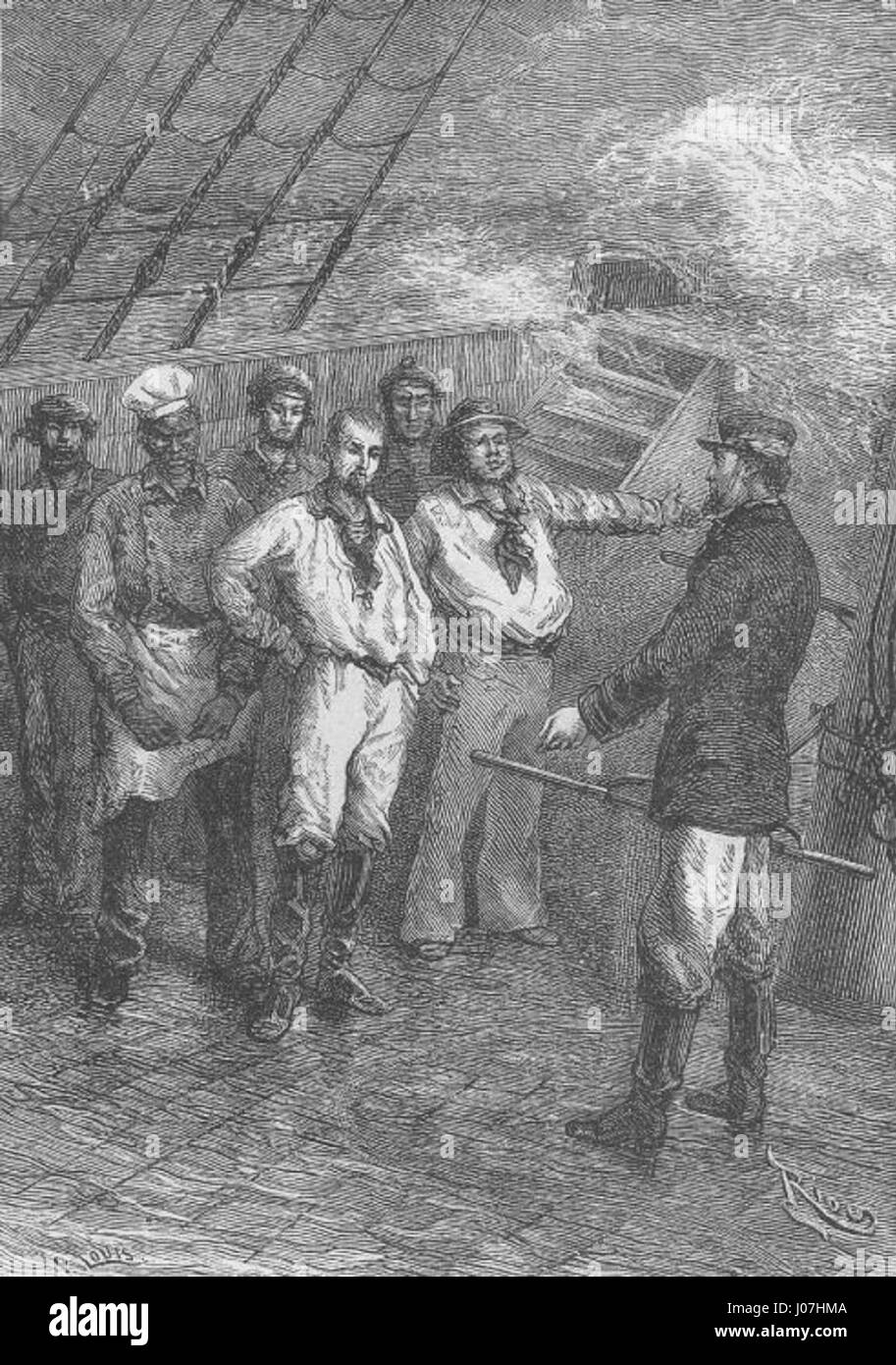 A dramatic illustration by Édouard Riou depicting a scene from 'The ...
