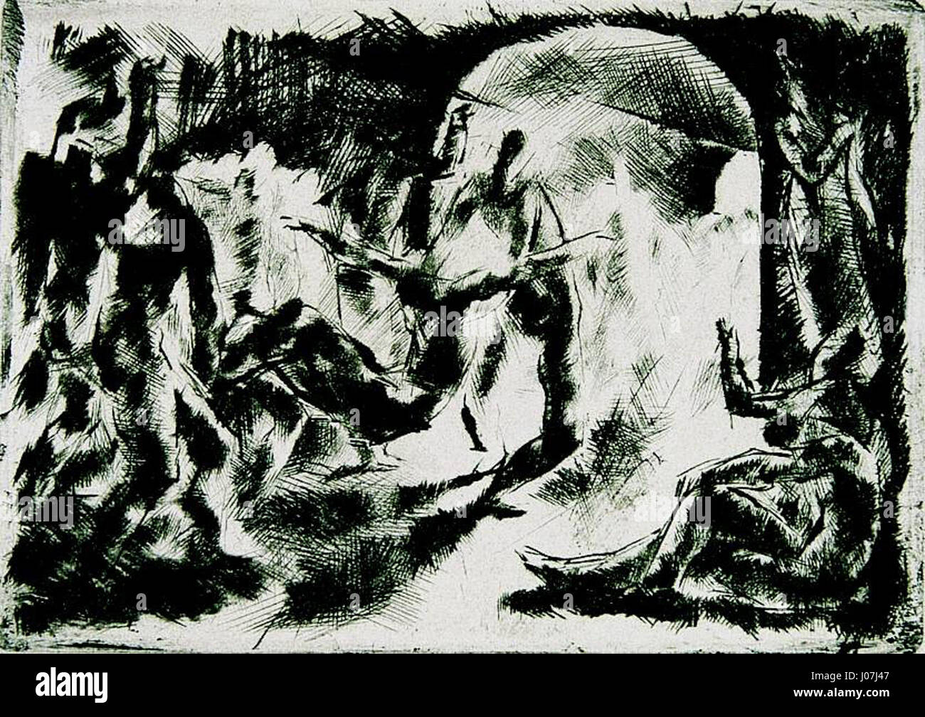 'Entombment' by Aba-Novák, painted in 1943, depicts the biblical scene ...