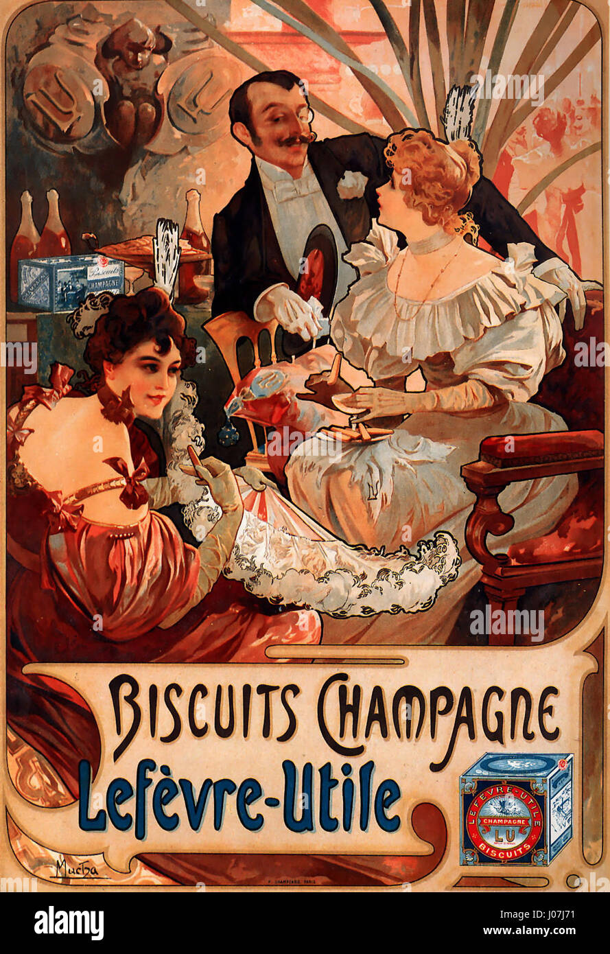 Alfons Mucha’s 1896 advertising poster for Biscuits Champagne-Lefèvre ...