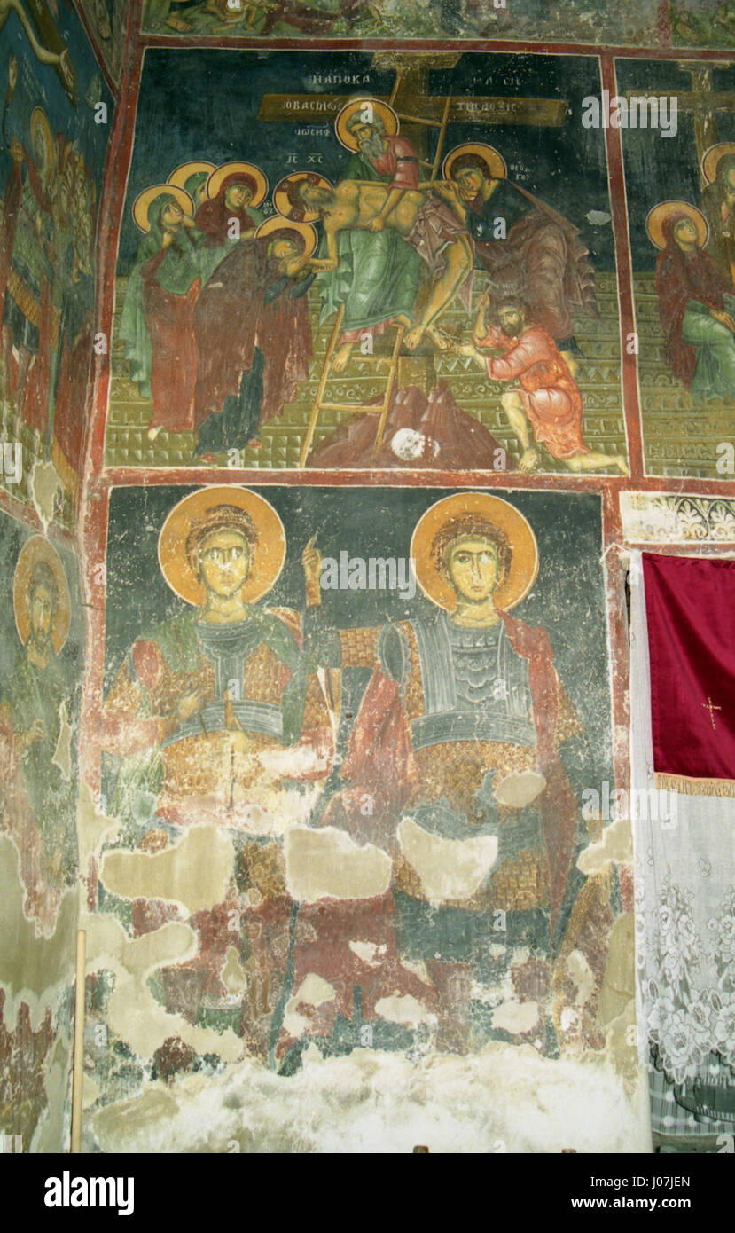 These frescos from St. Nicholas of Varos depict scenes of religious ...