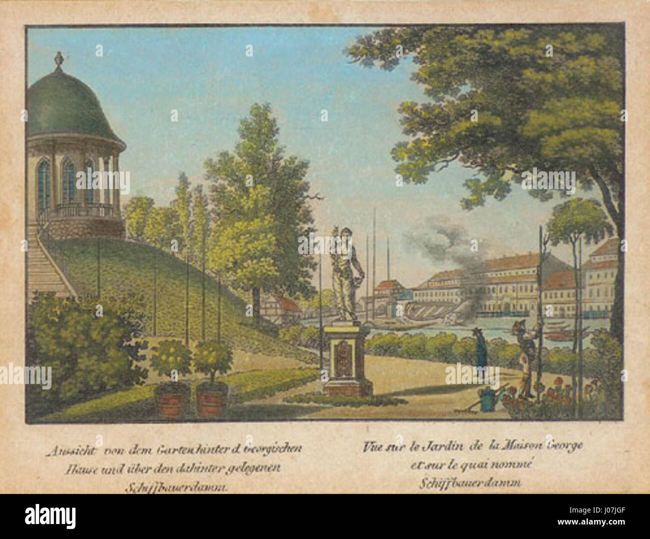 'Berlin Georgenstraße Garten und Schiffbauerdamm 1830' depicts a scene ...