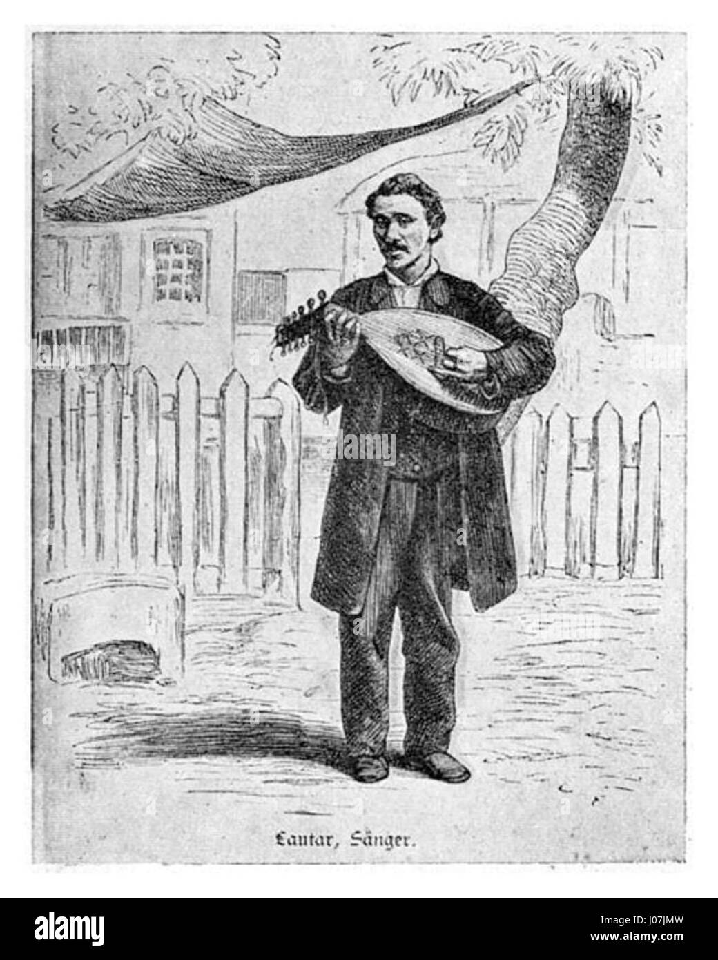 This painting from 1880 depicts a Lautar, a traditional Romanian ...