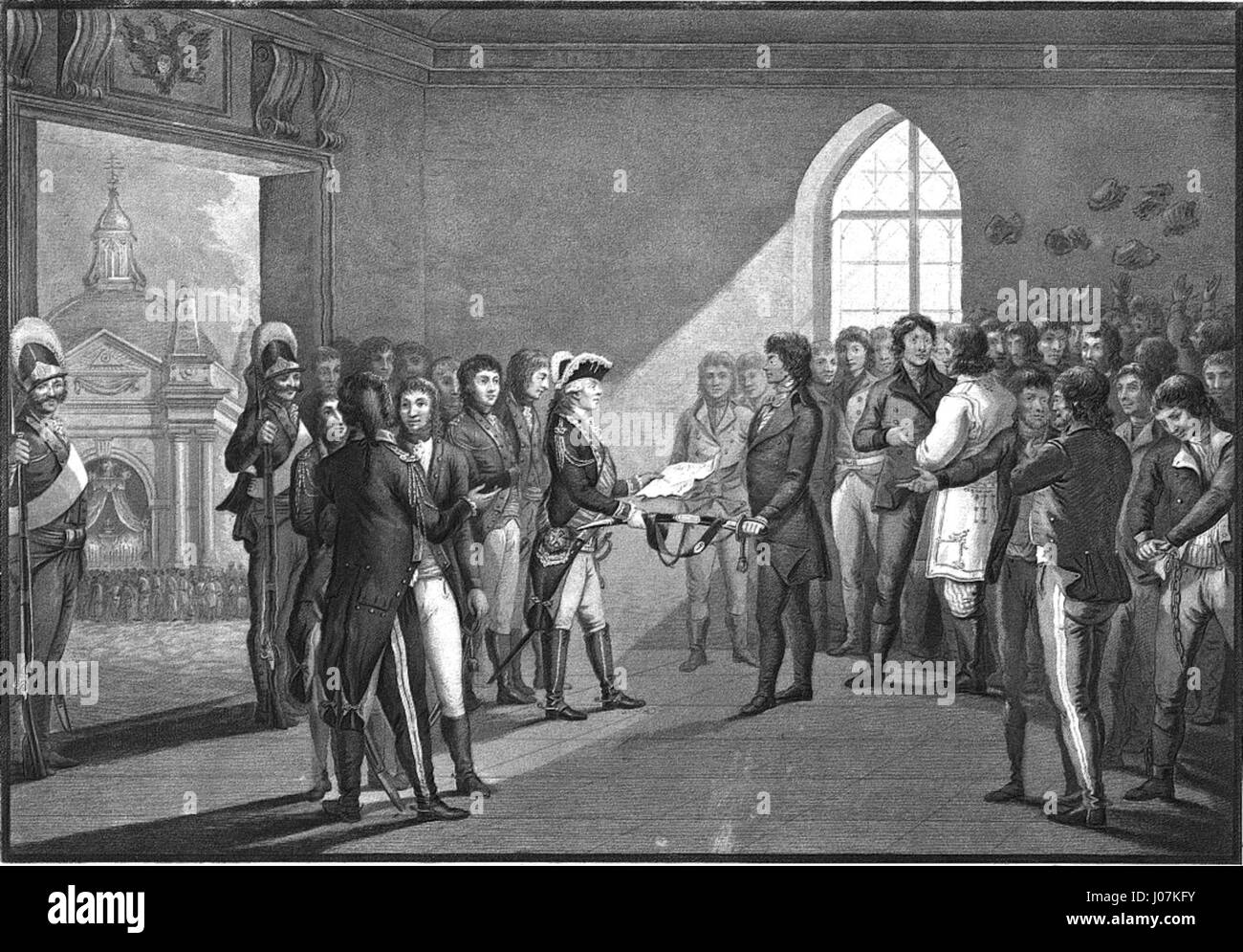 Emperor Paul I of Russia is depicted in this painting granting freedom ...