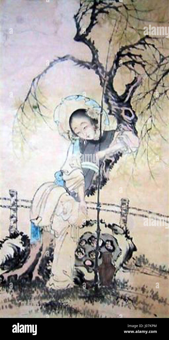 This Japanese painting from the Edo period features a female figure in ...