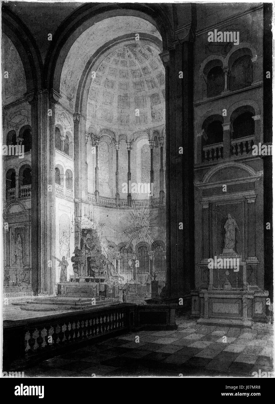 This watercolor, titled 'Gross St Martin – Südkonche Richtung Altar ...