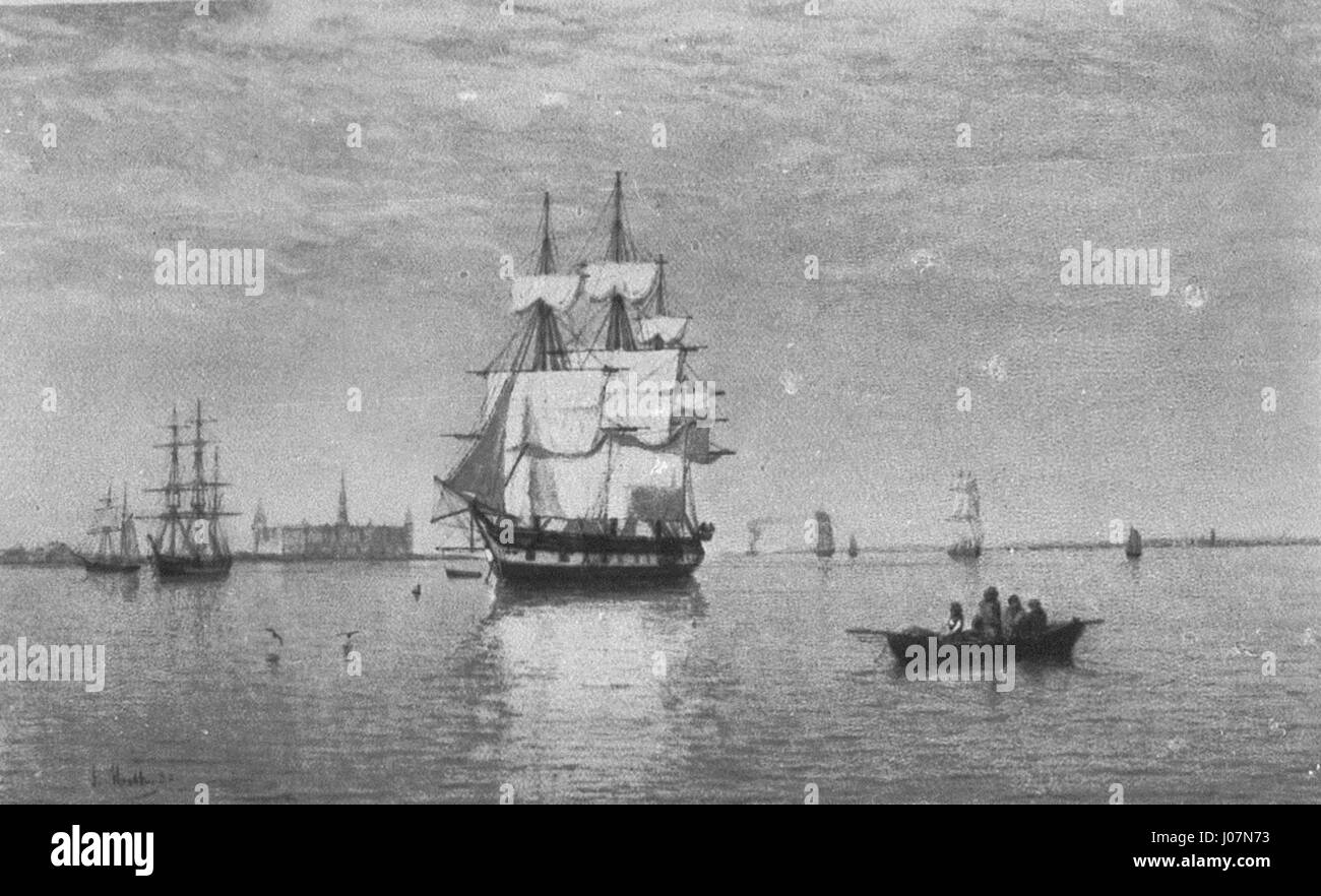 'Dänisches Vollschiff auf der Reede vor Helsingør' by Julius Huth ...