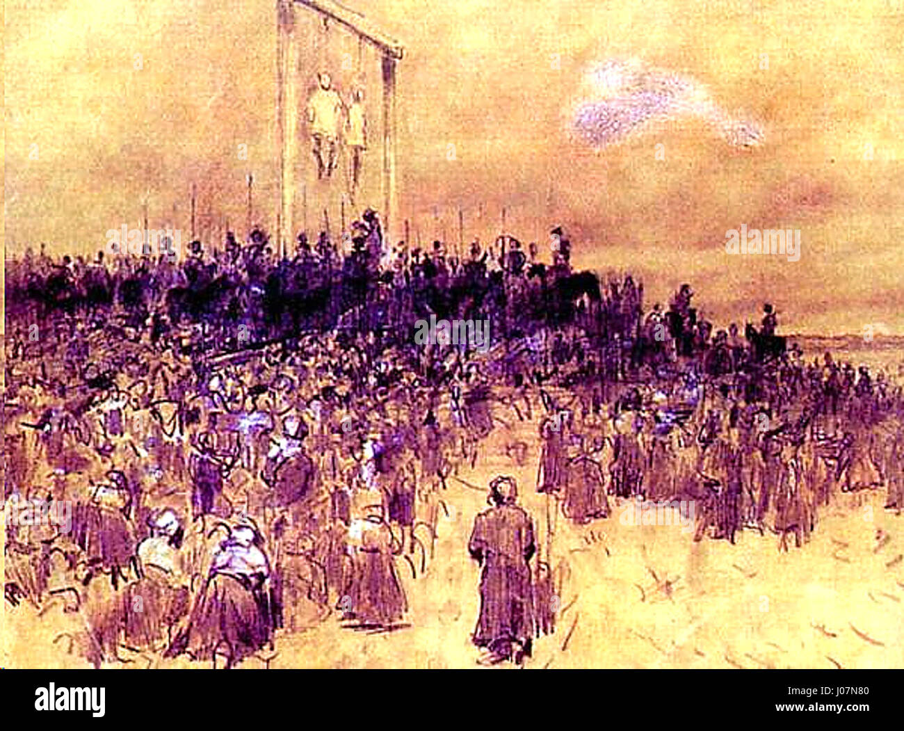 The image depicts the execution of Polish insurgents during the January ...