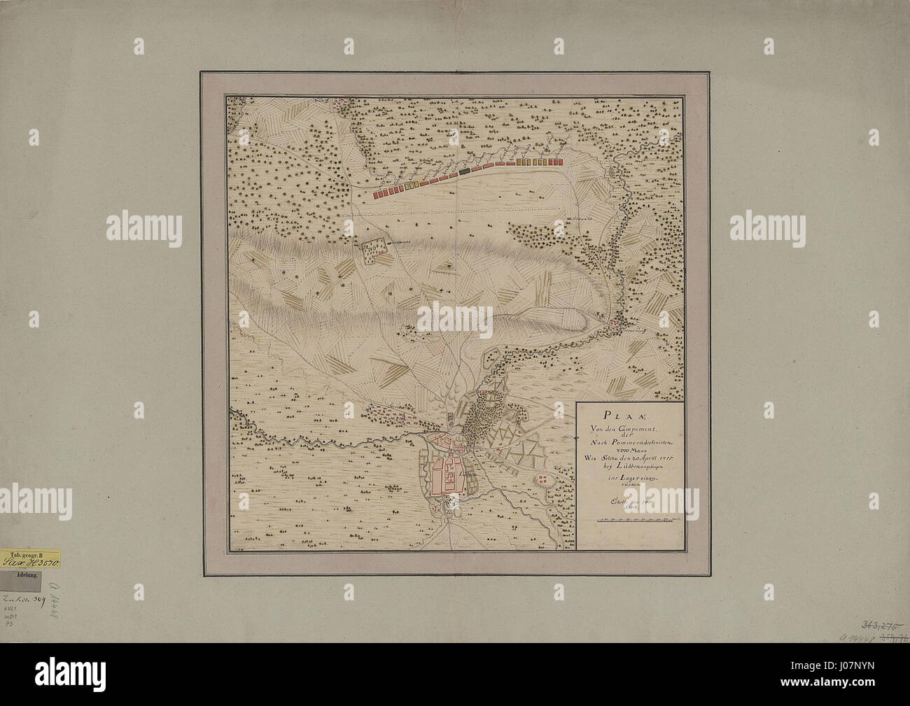 This map from 1715 depicts the area surrounding Lübben, a town in ...