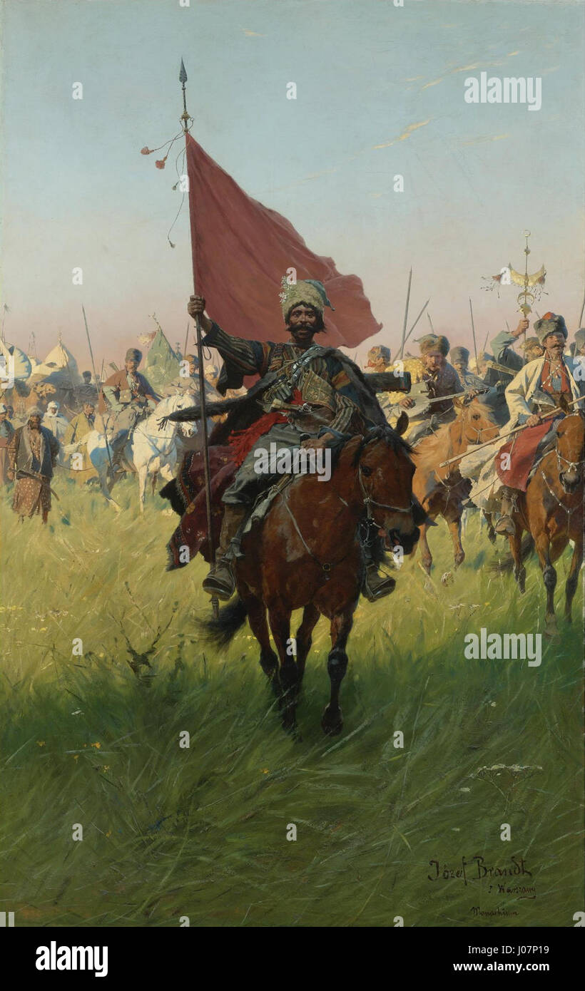 'Pieśń o zwycięzcy kozackiego' by Józef Brandt is a depiction of a ...
