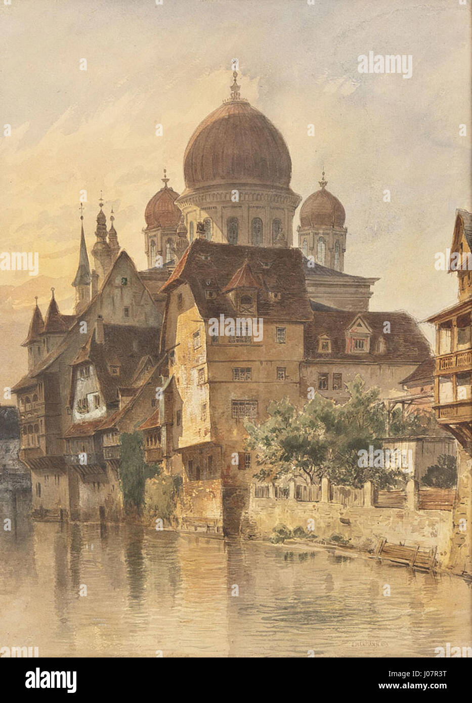 The ‘Nürnberger Synagoge’ from 1885 depicts the architectural design of ...