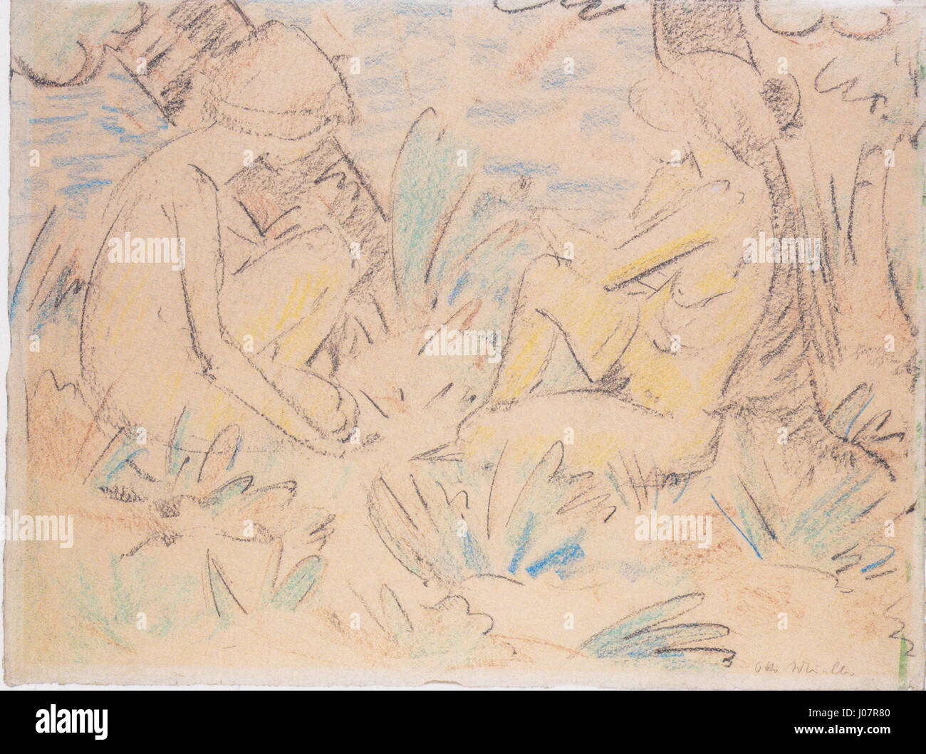 Otto Mueller’s 1924 painting 'Zwei Mädchen am Waldrand' (Two Girls at ...