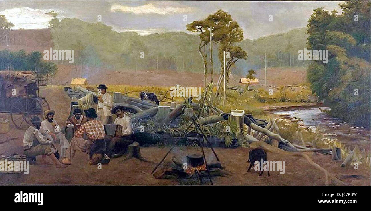 Pedro Weingartner's painting ‘Carreteiros gaúchos chimarreando’ depicts ...