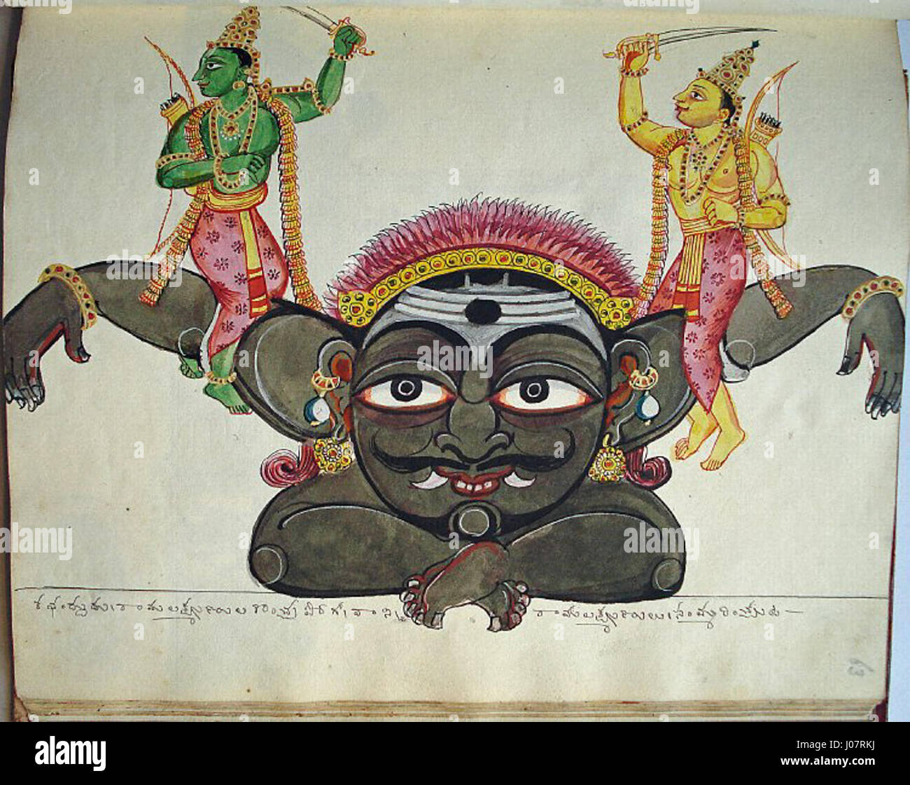 This opaque watercolor painting illustrates the scene from the Indian ...