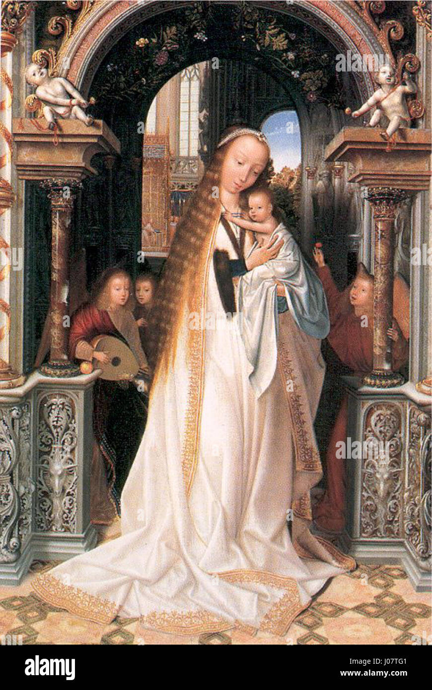'Virgin and Child Surrounded by Angels' by Quentin Massys, displayed at ...