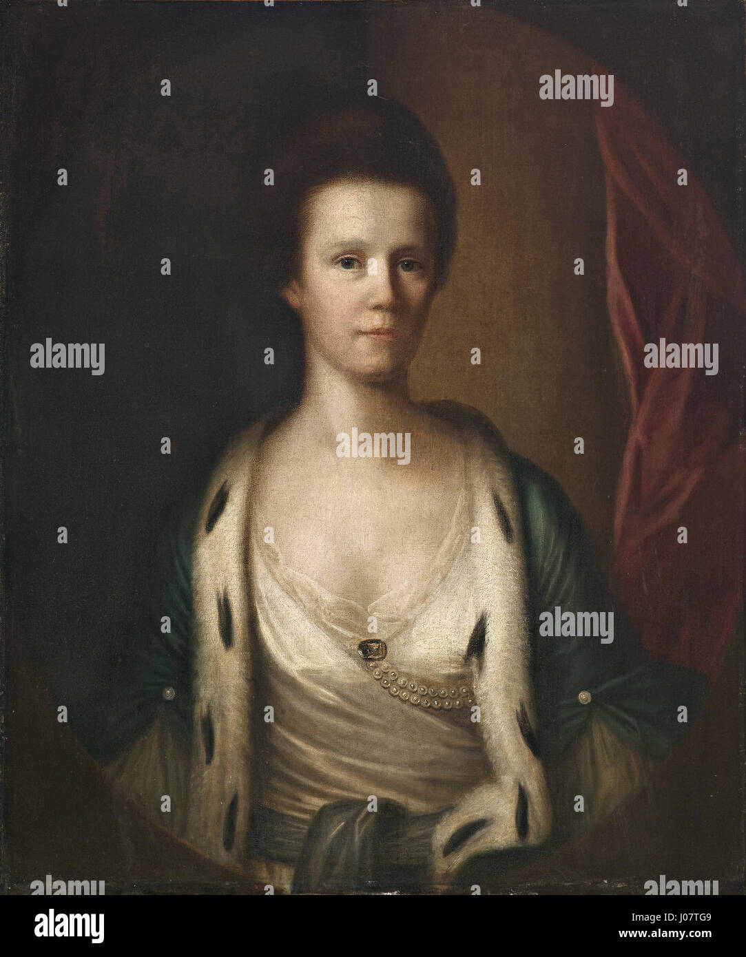 This portrait of a lady features her dressed in a luxurious ermine fur ...