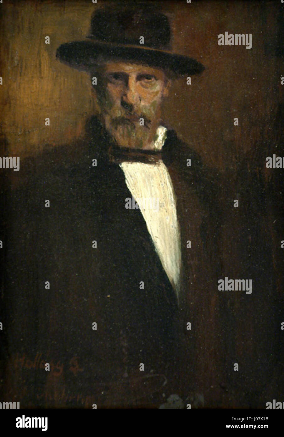 The painting 'Man in a Hat' by Hollósy, created in the 1880s, reflects ...