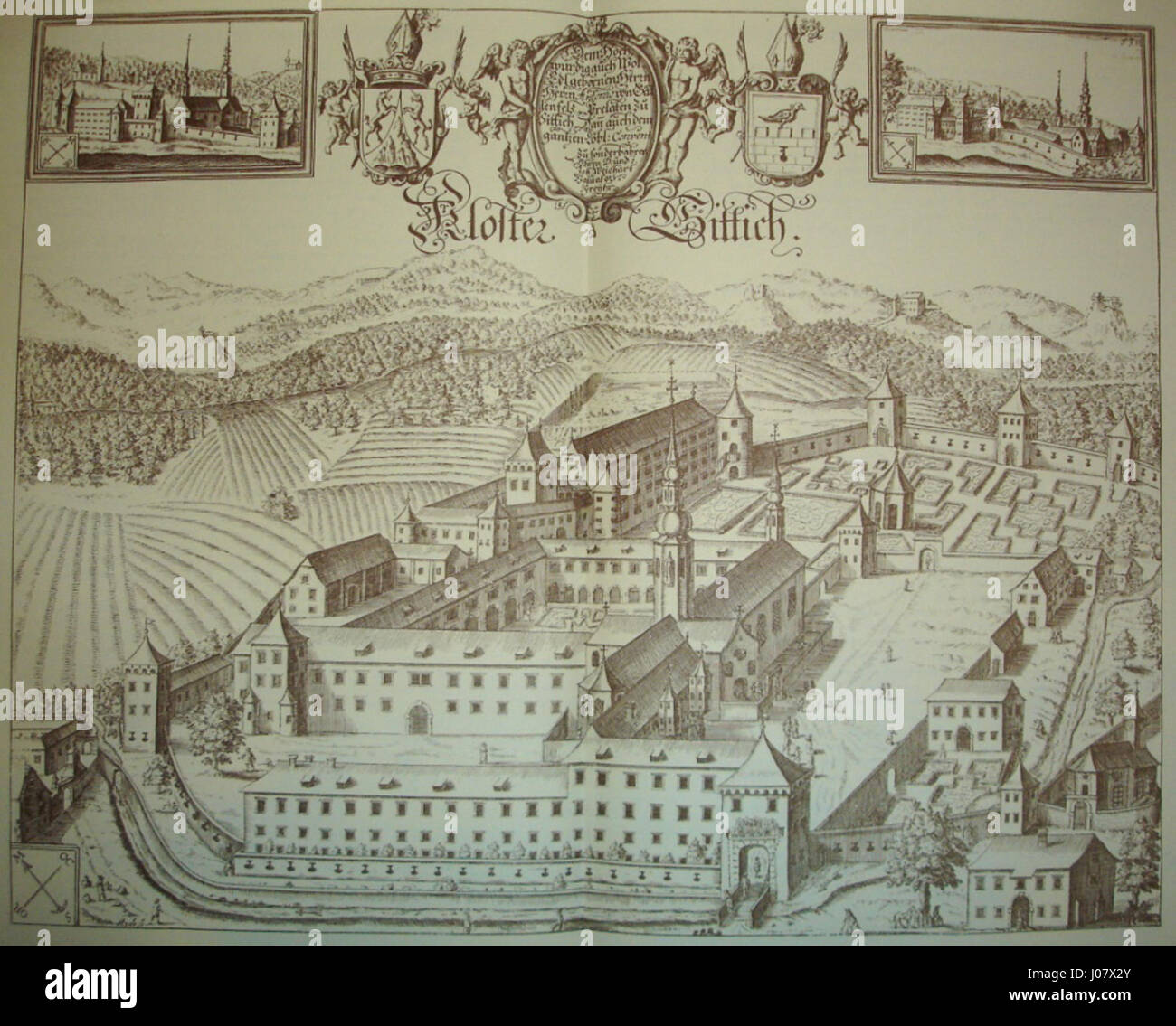 Samostan Sticna-Valvasor is a historical illustration depicting the ...