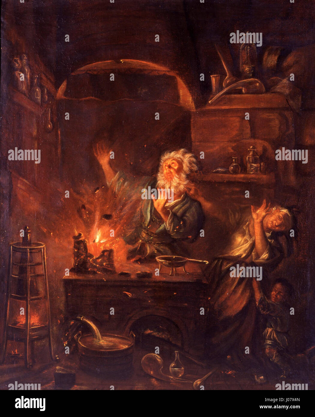 'Explosion in the Alchemist’s Laboratory' by Van Bentum illustrates a ...