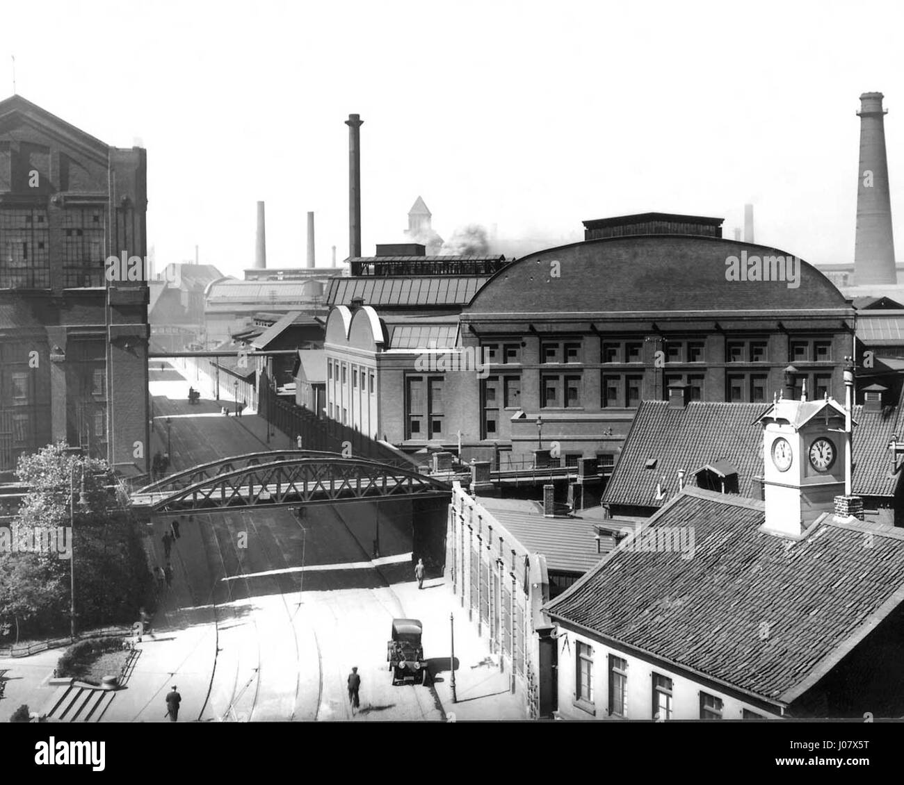 This historical image shows the entrance to the Krupp factory on ...
