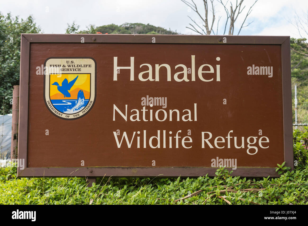 Hanalei National Wildlife Refuge, sign, Kauai, Hawaii, USA Stock Photo ...