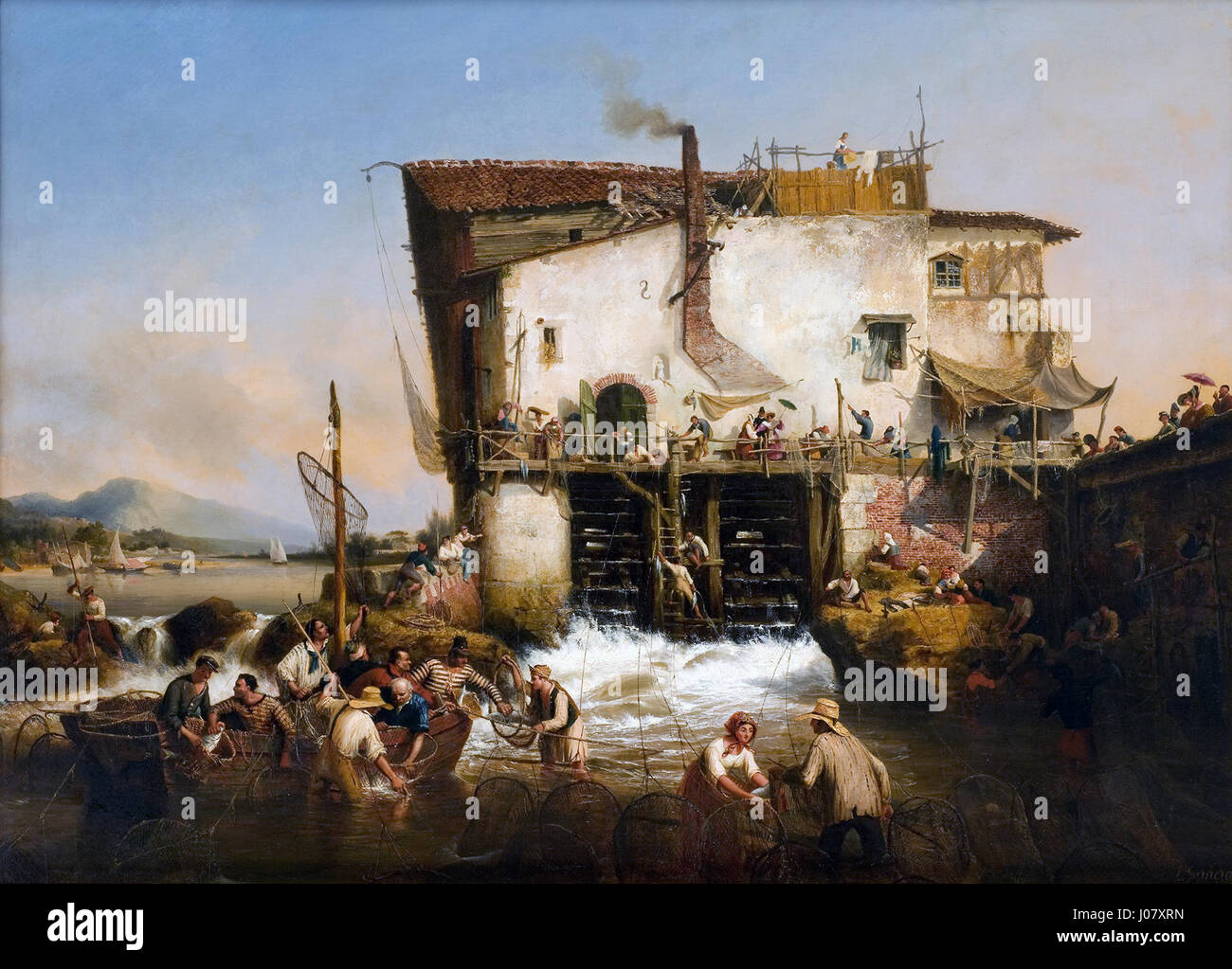 'Pêche aux aloses' by Garneray depicts a fishing scene involving the ...