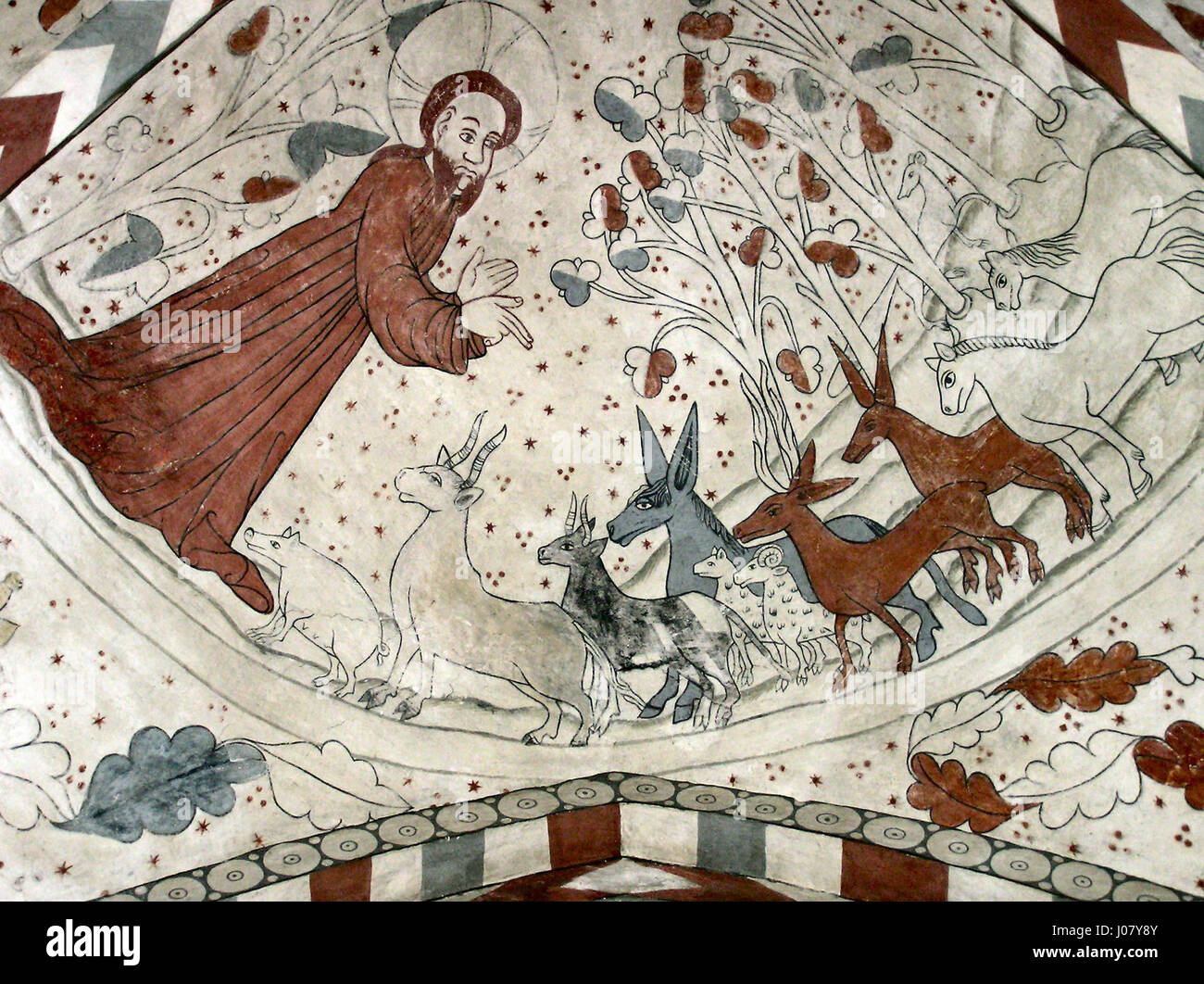 The Vittskövle fresco 'Gud skaber dyrene' (God Creates the Animals ...