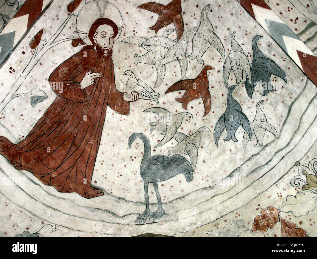 The Vittskövle fresco, located in Sweden, depicts the biblical creation ...