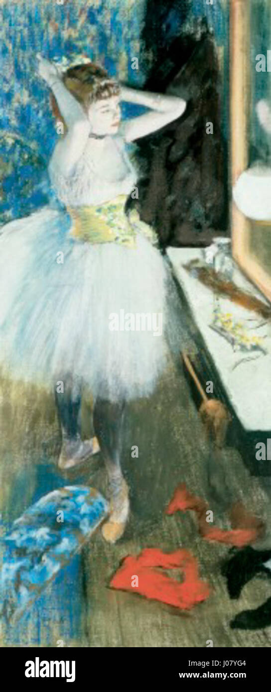 'Dancer in her Dressing Room' by Edgar Degas, painted in 1879, depicts ...