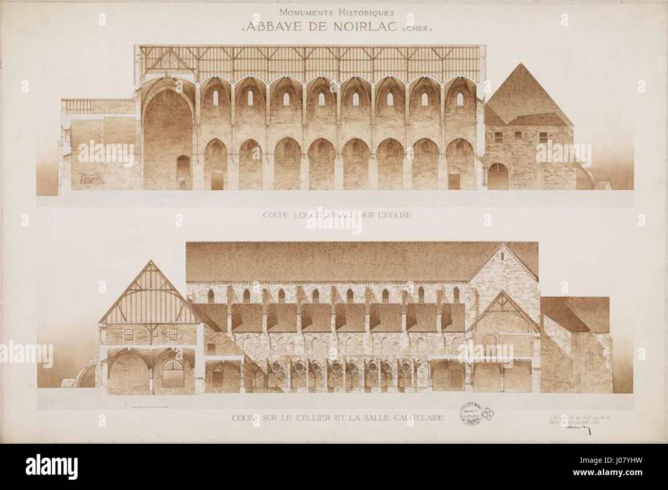 'Coupe de l'église' by Lucien Roy is an architectural drawing ...