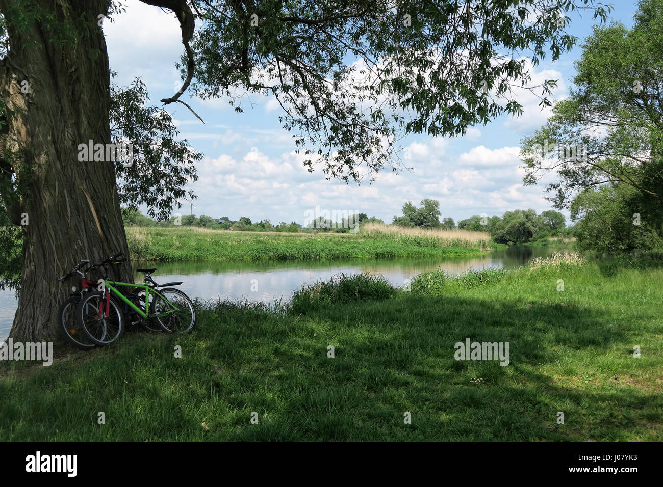 Havel river in summer flowing through Havelland (Brandenburg, Germany ...