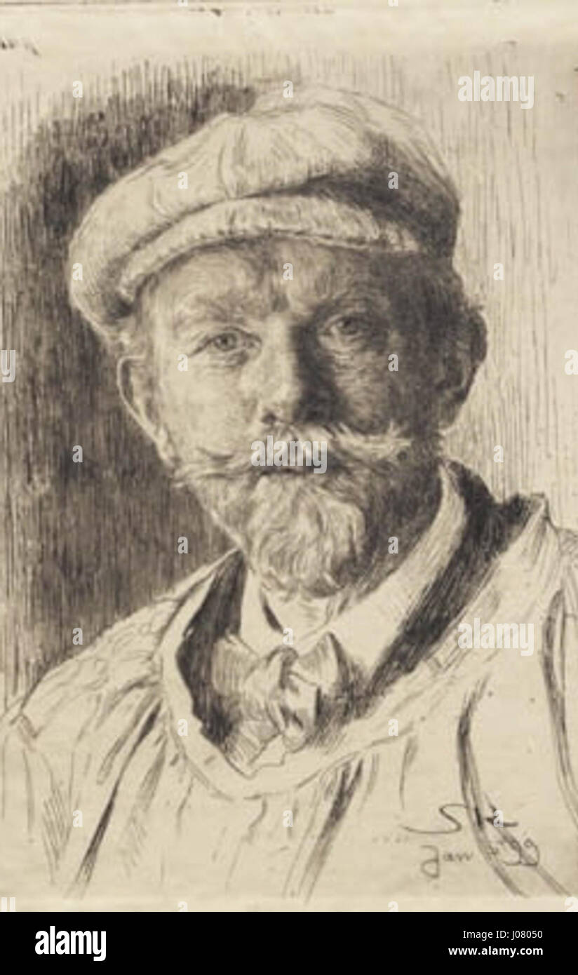 'Selvportræt' (Self-Portrait) by Peder Severin Krøyer is a woodcut ...