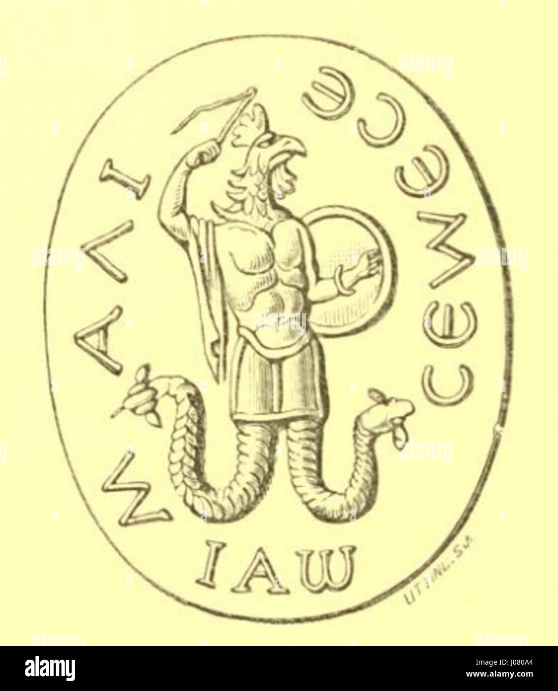 An illustration of an Abraxas stone from Charles W. King’s 1887 work ...