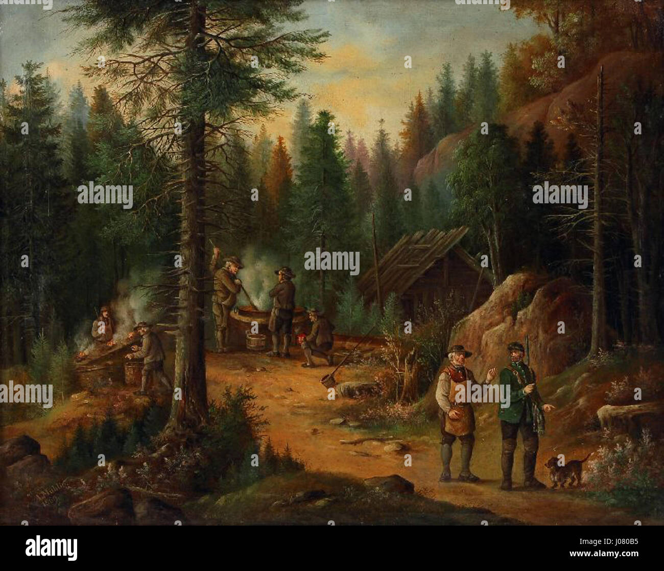 'Köhler bei der Arbeit' (Köhler at Work) is a 19th-century painting ...
