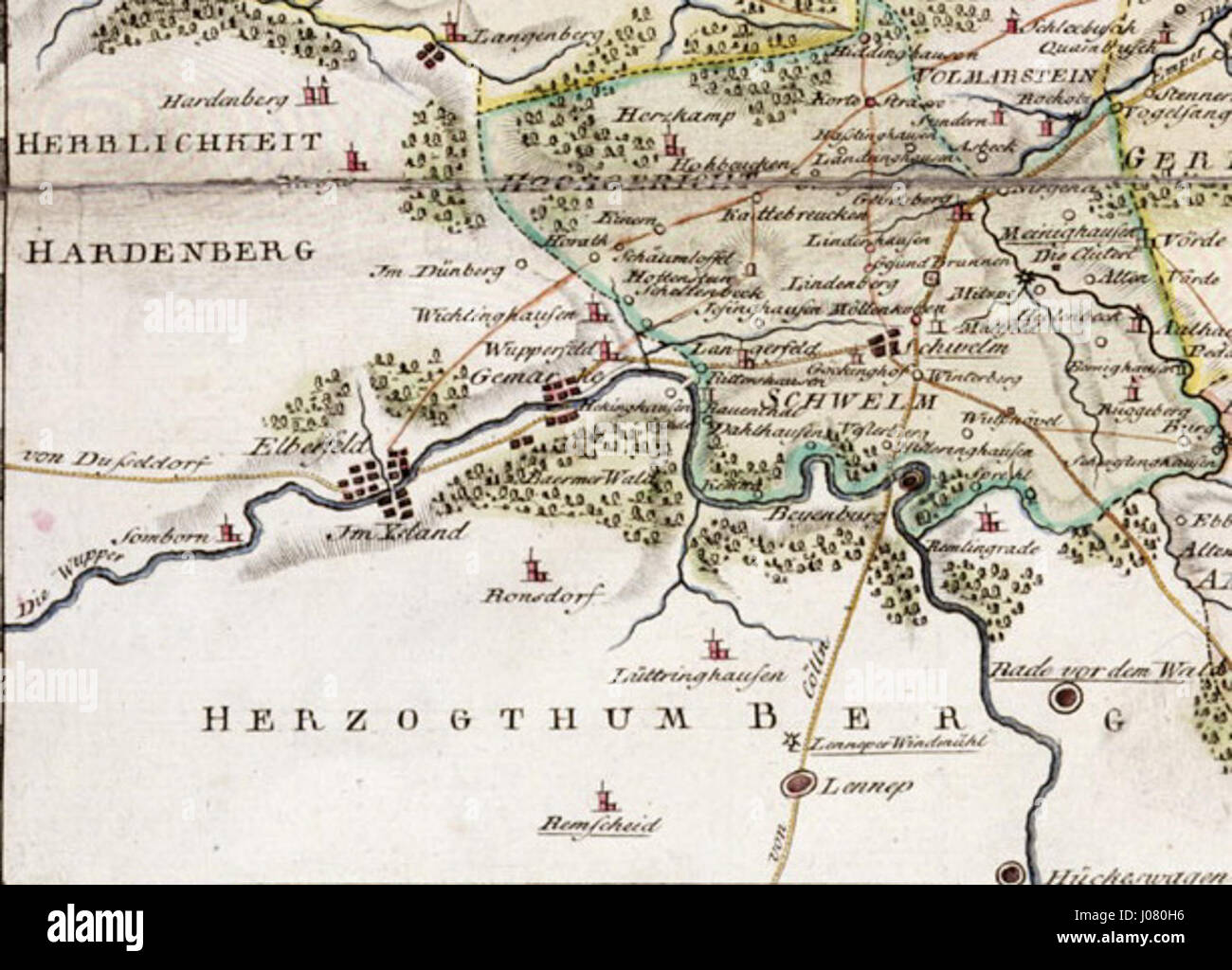 This map excerpt from *Grafschaft Mark* (1791), created by Friedrich C ...