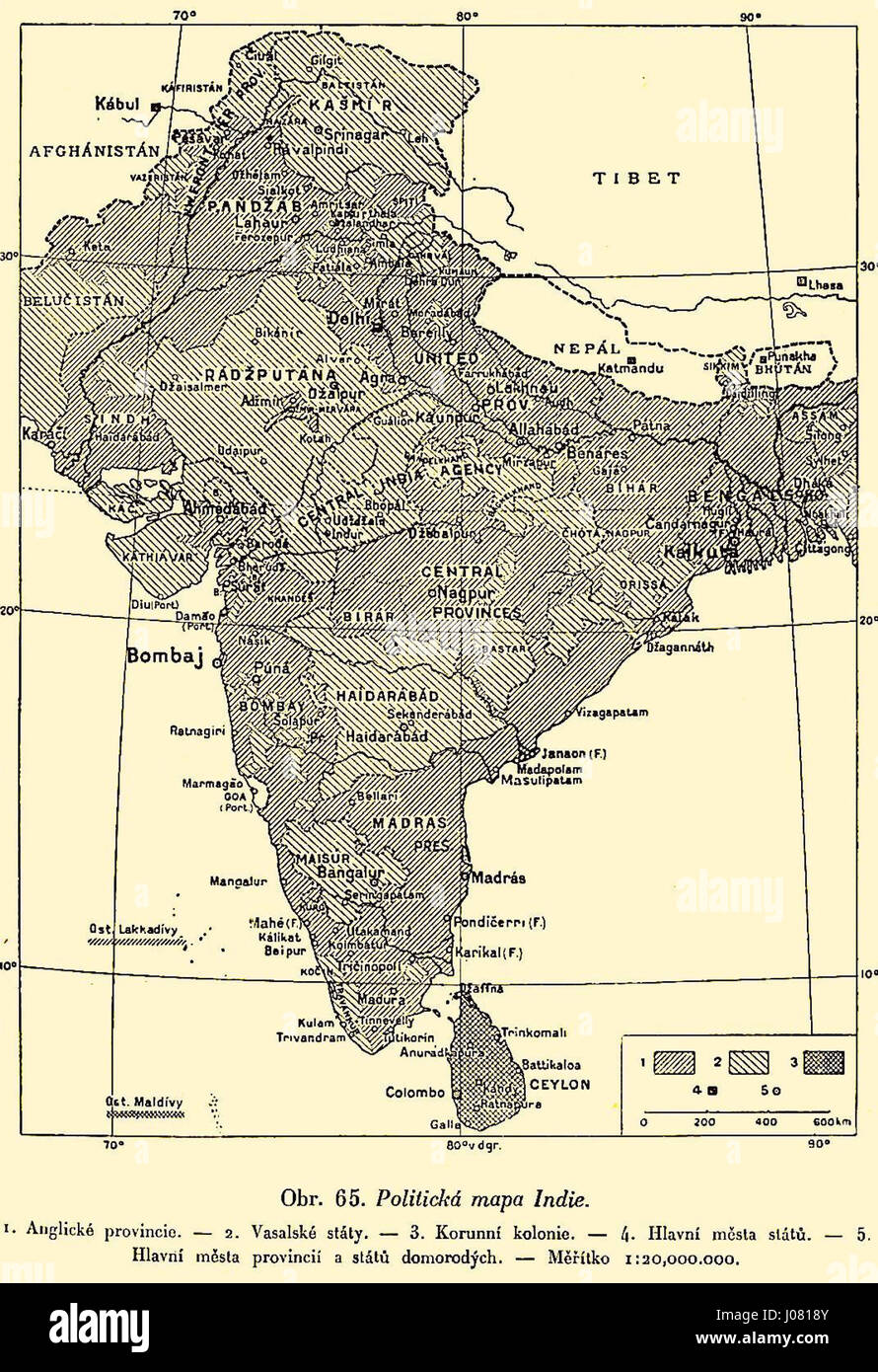 A political map of India, depicting the territorial divisions and ...