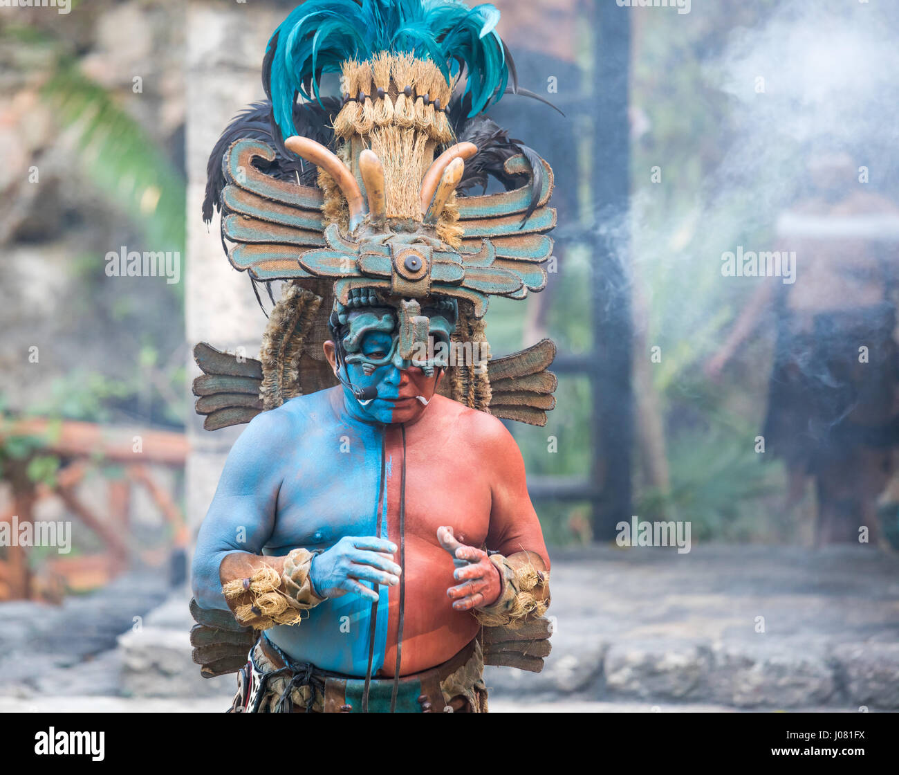 Cancun, Mexico - Mar 16, 2017: Middle aged man dressed in traditional ...