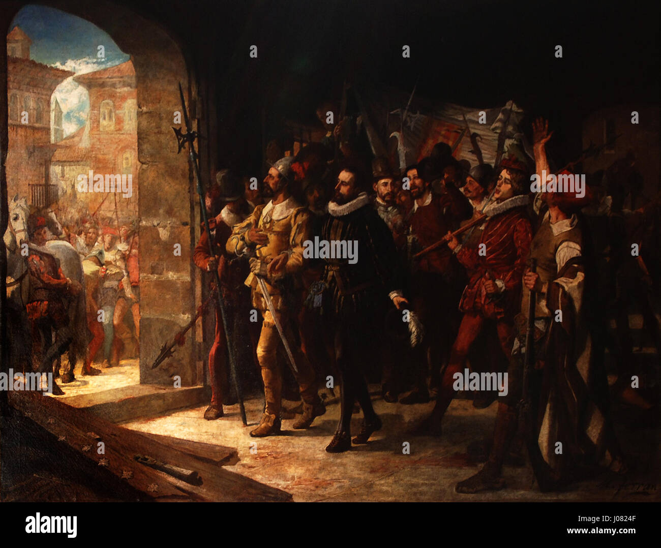 This painting by Manuel Ferran Bayona depicts Antonio Pérez being freed ...