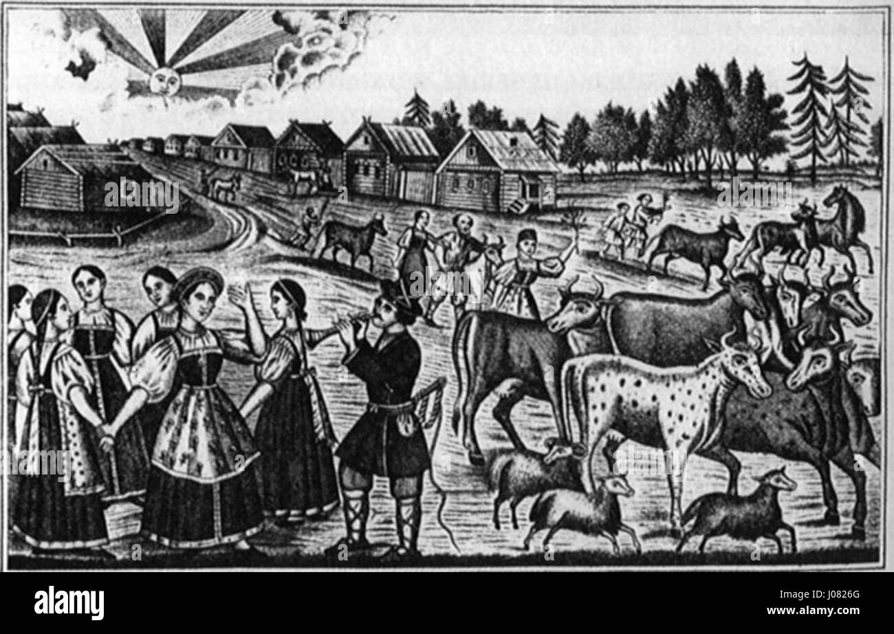 A detailed painting titled 'Деревня Вышгород' (Village of Vyshgorod) by ...