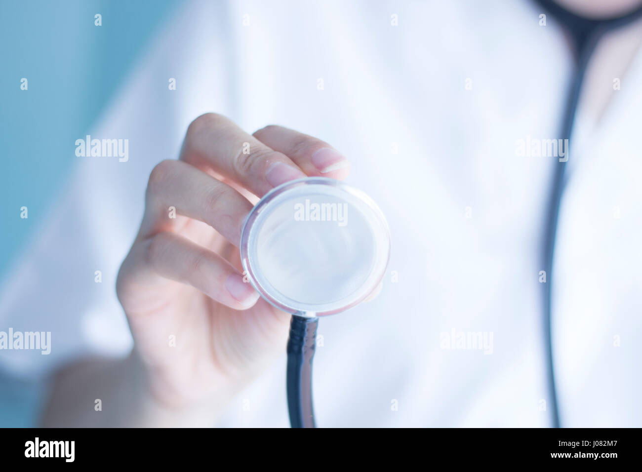 Doctors medical stethoscope heart rate monitoring equipment to listen ...