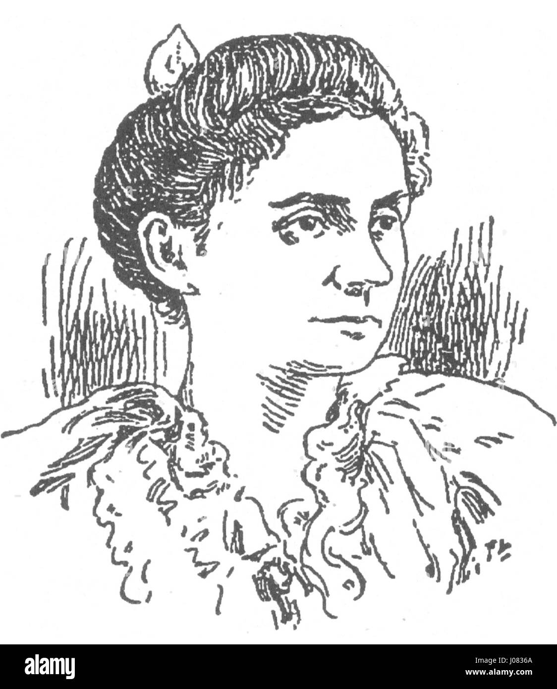 A pencil sketch of Mary Proctor, capturing her likeness with intricate ...