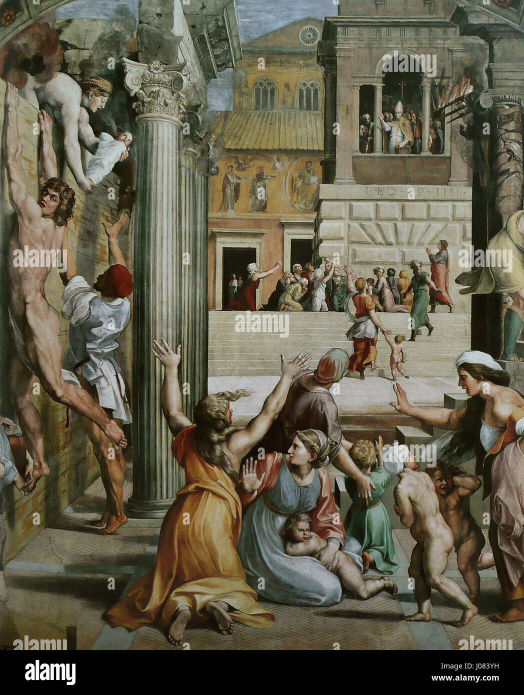 The detail of Raphael's painting 'L'Incendie du Bourg' (The Fire of the ...