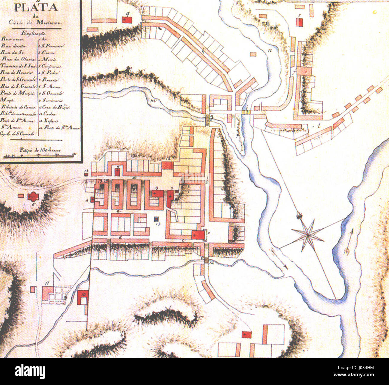 The 'Planta da cidade de Mariana' is an 18th-century map of the ...
